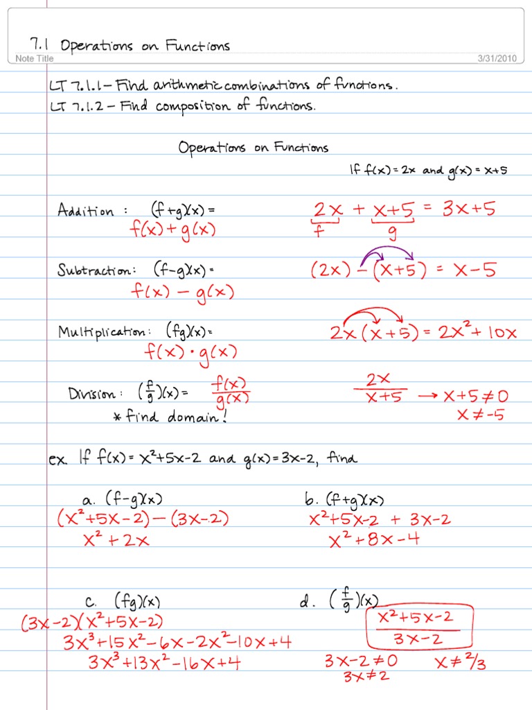 A2 7.1 Operations On Functions | PDF