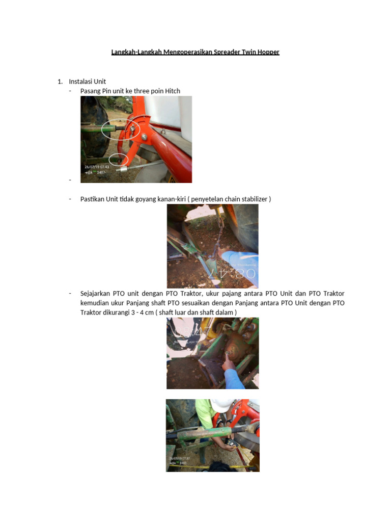 Langkah pengoperasian Spreader Twin Hopper Fertilizer | PDF