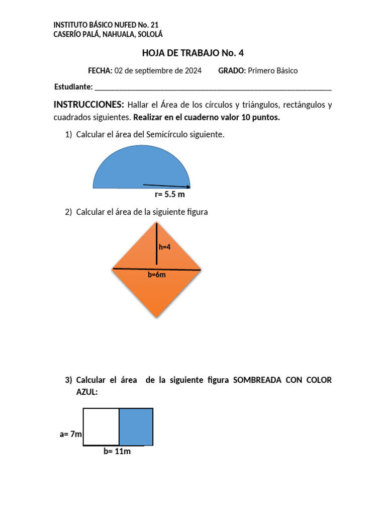 Hoja de Trabajo No. 3 Nufed. Primero Basico | PDF