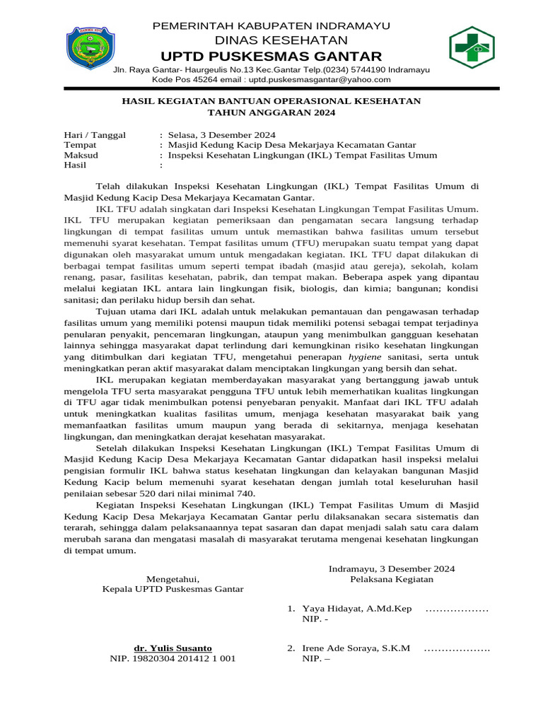Hasil Kegiatan Ikl Tfu | PDF