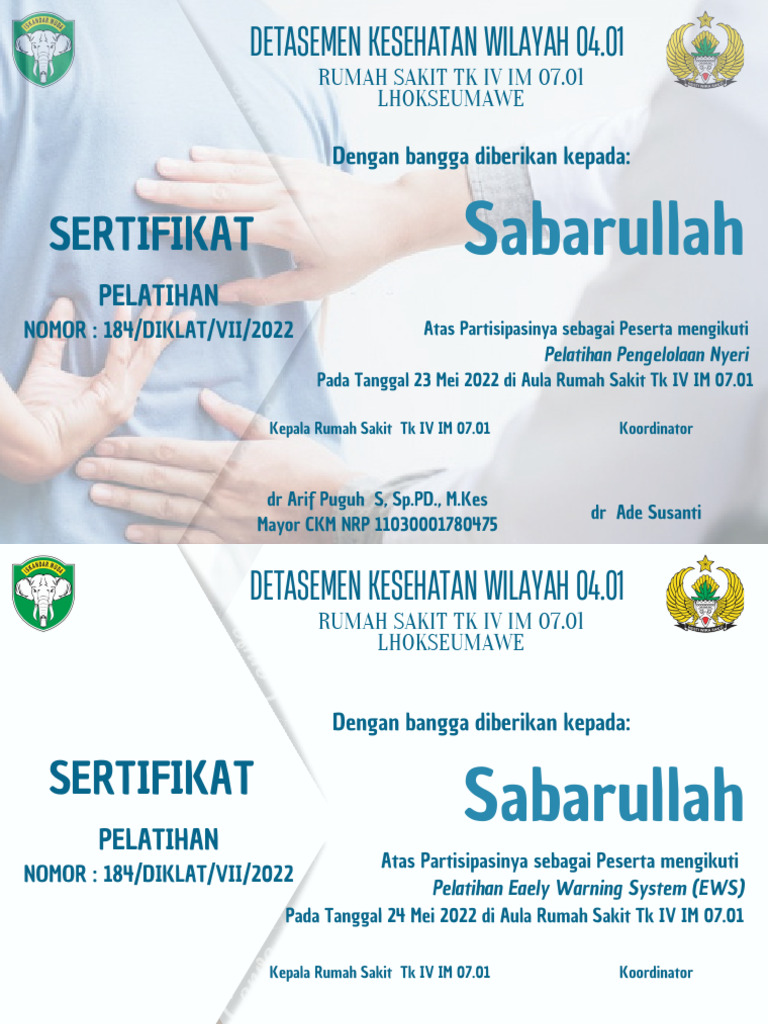 Putih dan Biru Modern Bersih Sertifikat Piagam Penghargaan ...