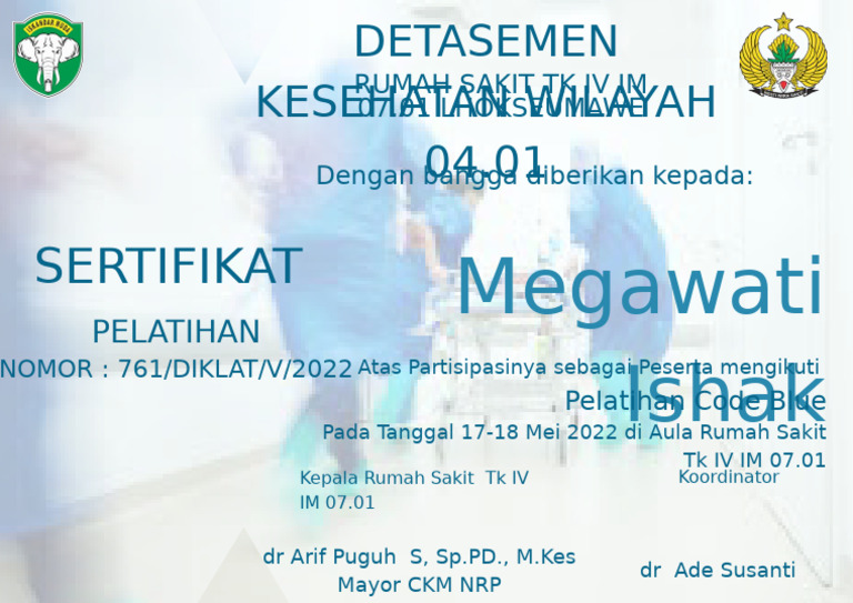 Sertifikat Pelatihan Code Blue | PDF