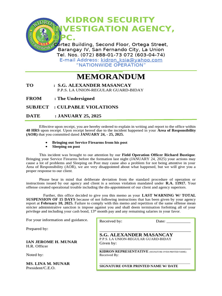 Memorandum Insubordination | PDF