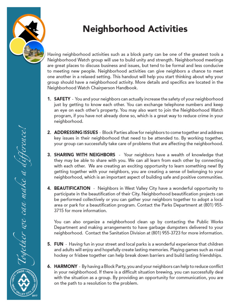 Neighborhood Activities for Unity | PDF