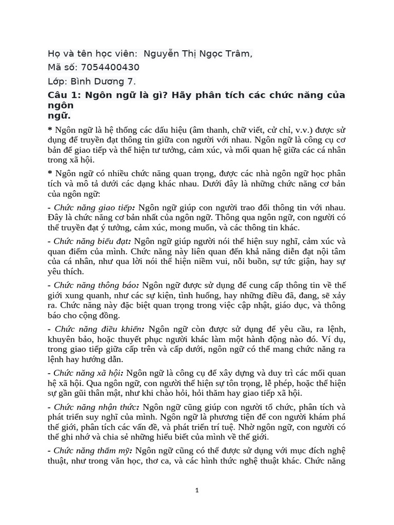 Dẫn Luận Ngôn Ngu | PDF