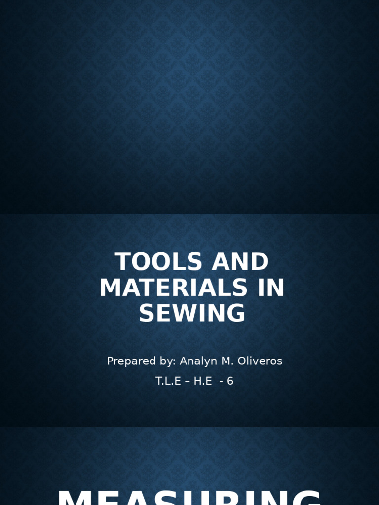 Grade 6 TLE SEWING TOOLS | PDF