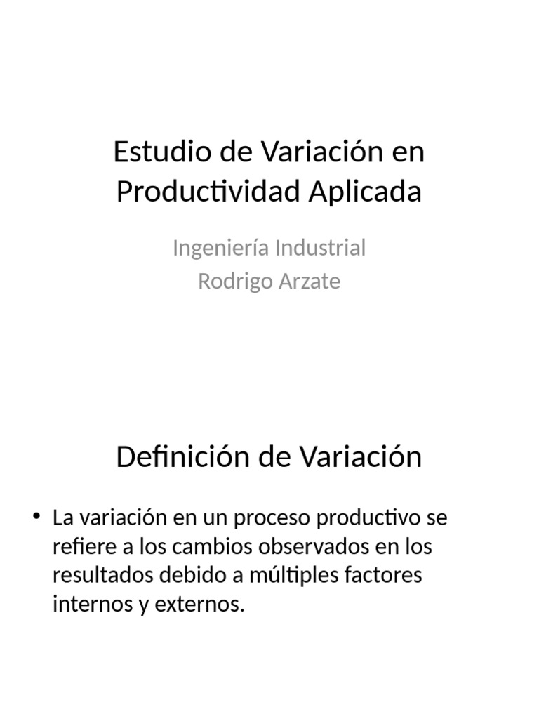 Estudio Variacion Productividad | PDF