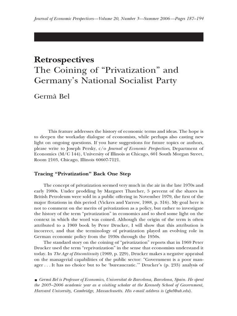 History of "Privatization" in Economics | PDF | Privatization ...