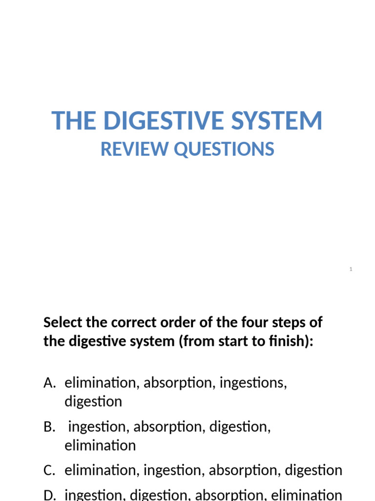 Digestive System Review Questions | PDF | Digestion | Stomach