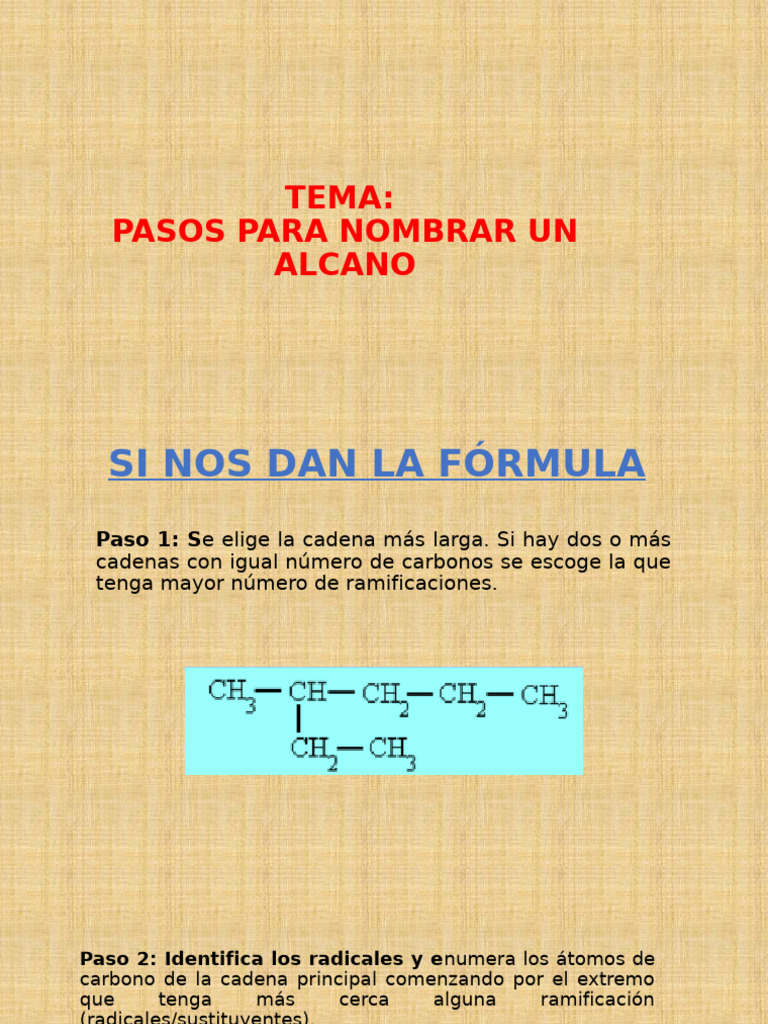 Cómo nombrar un alcano: pasos clave | PDF