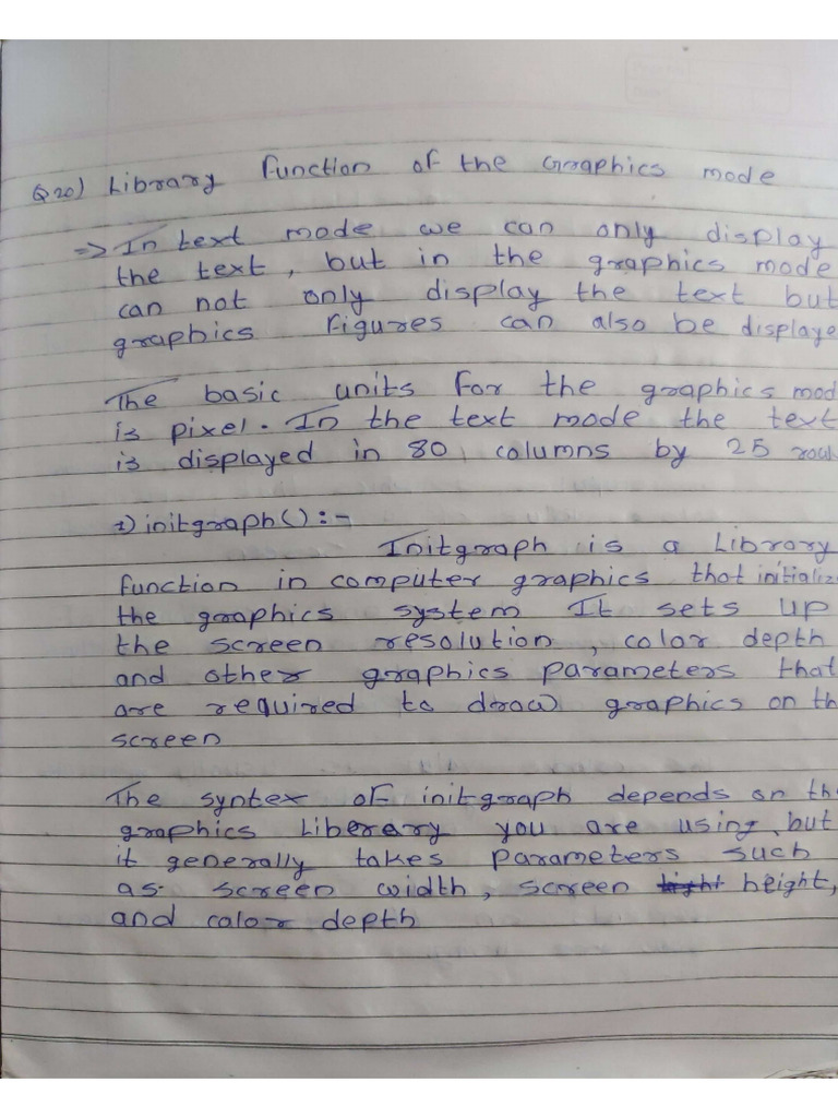 (BCA) Graphics Mode Notes | PDF