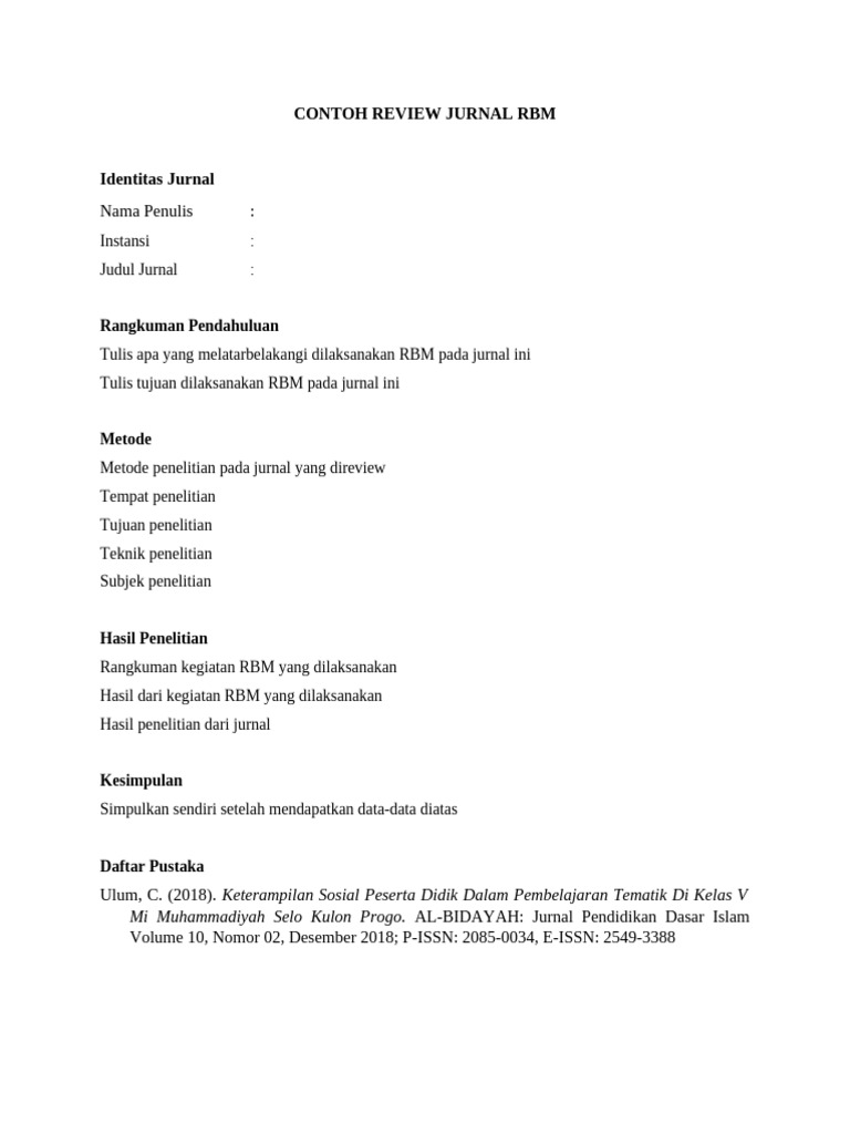 Contoh Review Jurnal RBM | PDF