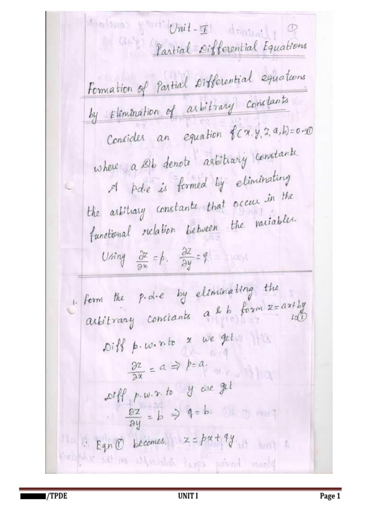 TPDE Unit I: Fourier Series Basics | PDF | Equations | Differential Equations