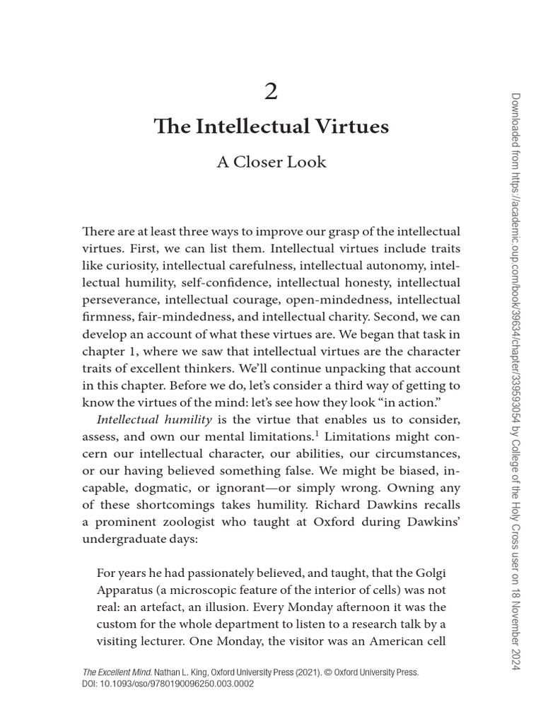 King 2021 - The Intellectual Virtues | PDF | Virtue | Courage