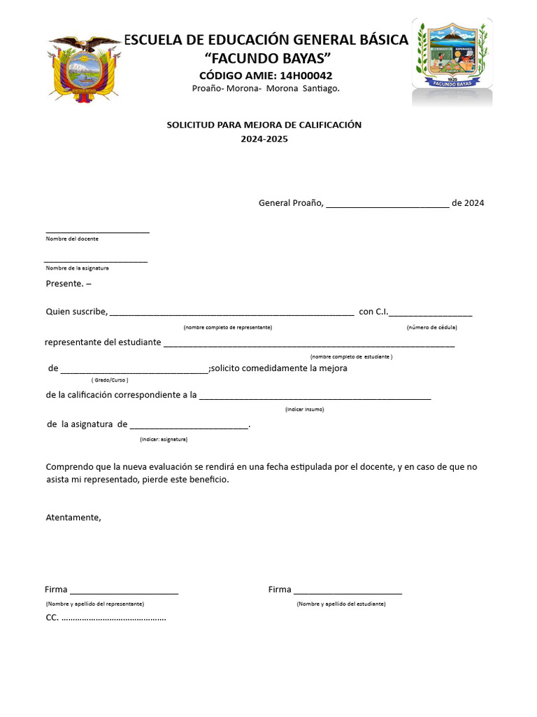 Solicitud de Mejora de Calificación 2024-2025 | PDF
