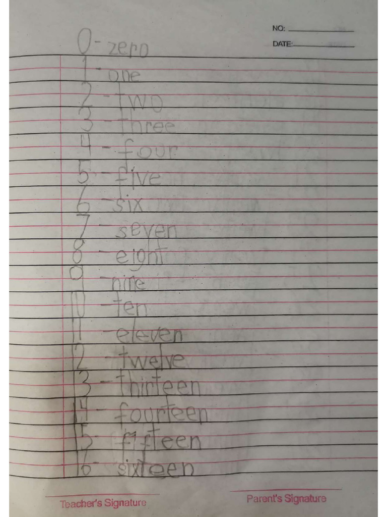 0-100 Number and Number Words | PDF