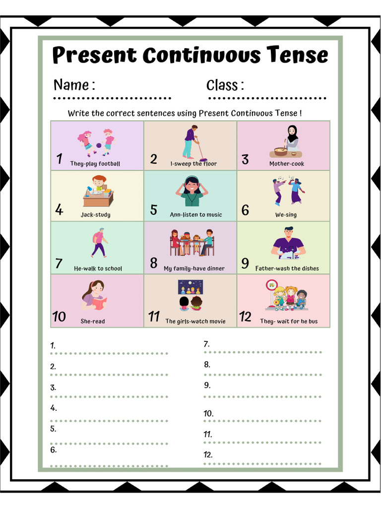 Present Continuous Worksheet | PDF