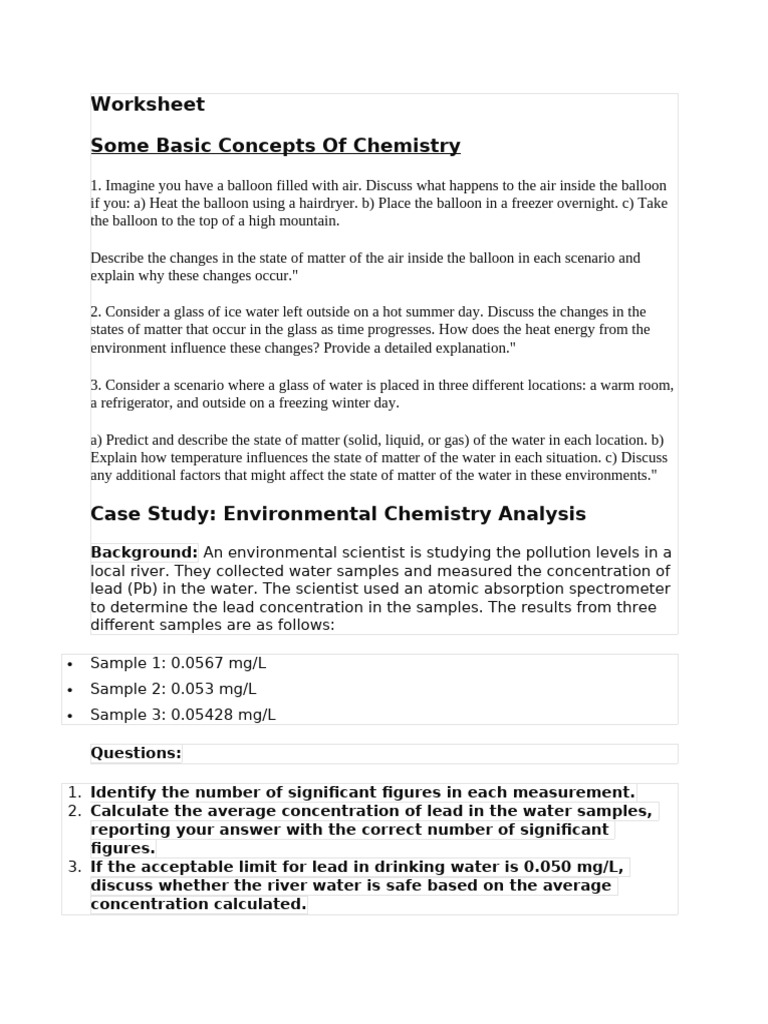 Chapter 1 Worksheet | PDF