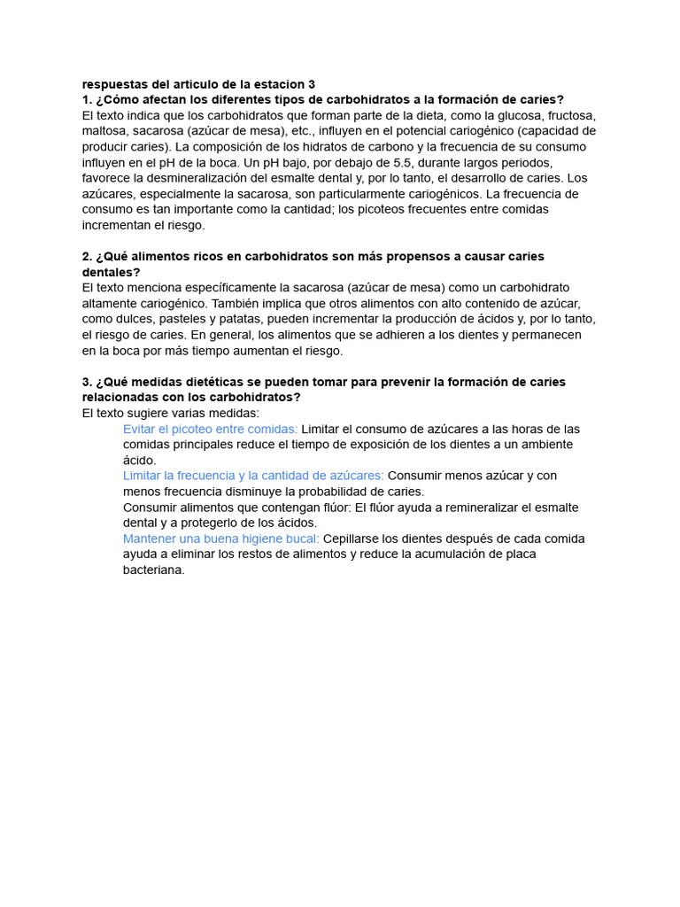 Respuestas Del Articulo de La Estacion 3 | PDF