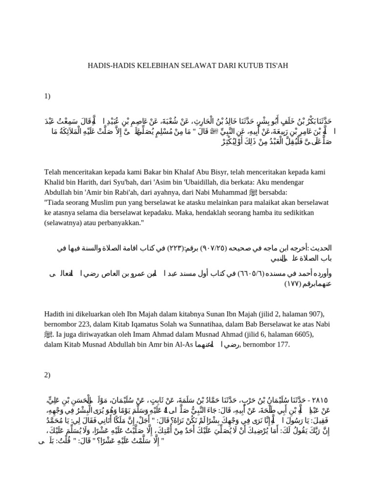 Kelebihan Selawat dalam Hadis | PDF