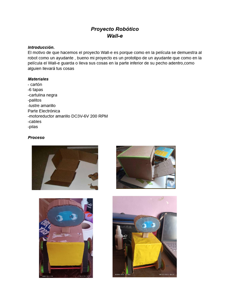 Proyecto Robótica Wall e | PDF