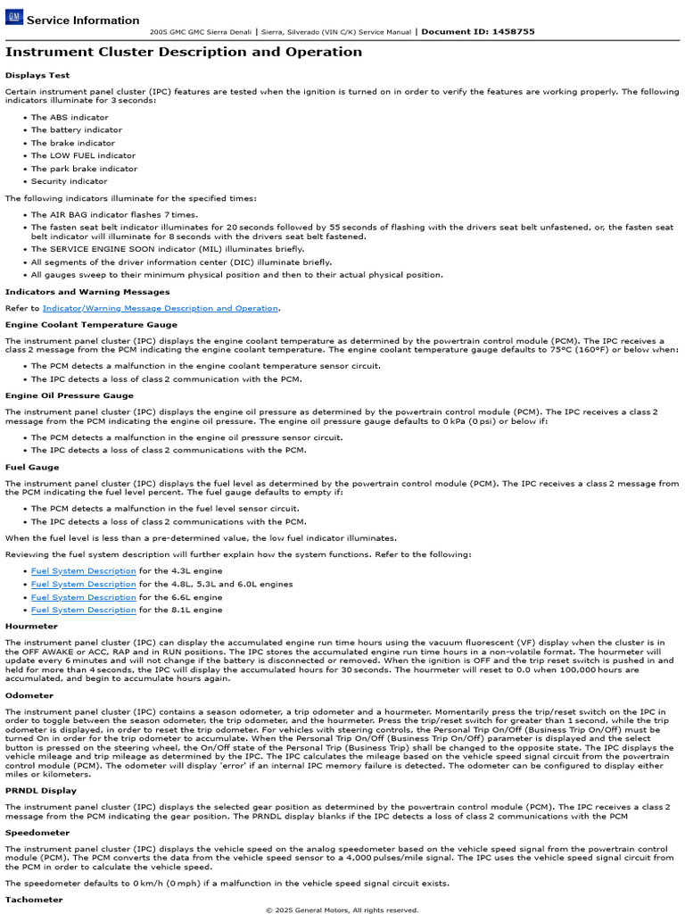 GMC Sierra Denali IPC Operation Guide | PDF | Voltage | Land Vehicles