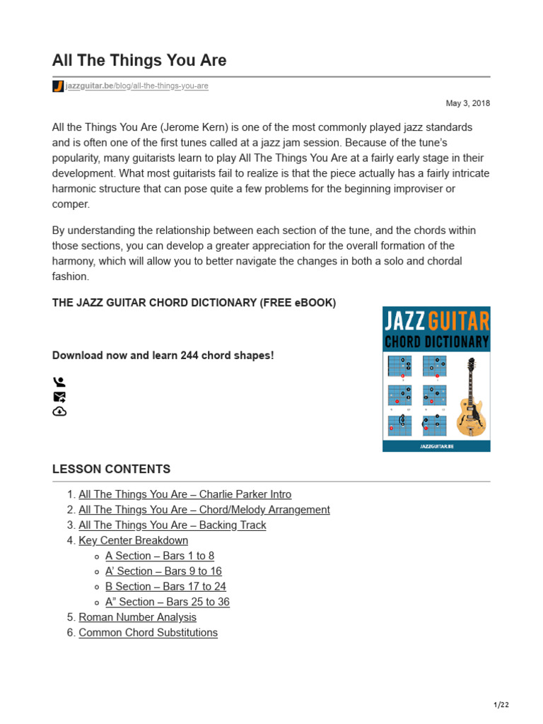 All The Things You Are Chord Melody | PDF | Chord (Music) | Jazz