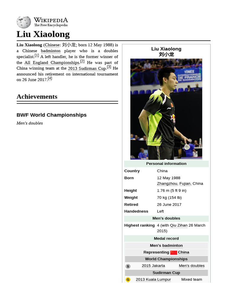 Liu_Xiaolong | PDF | Sports Competitions