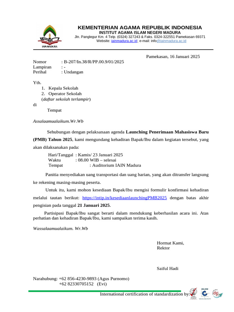 undangan Launching PMB 2025 | PDF