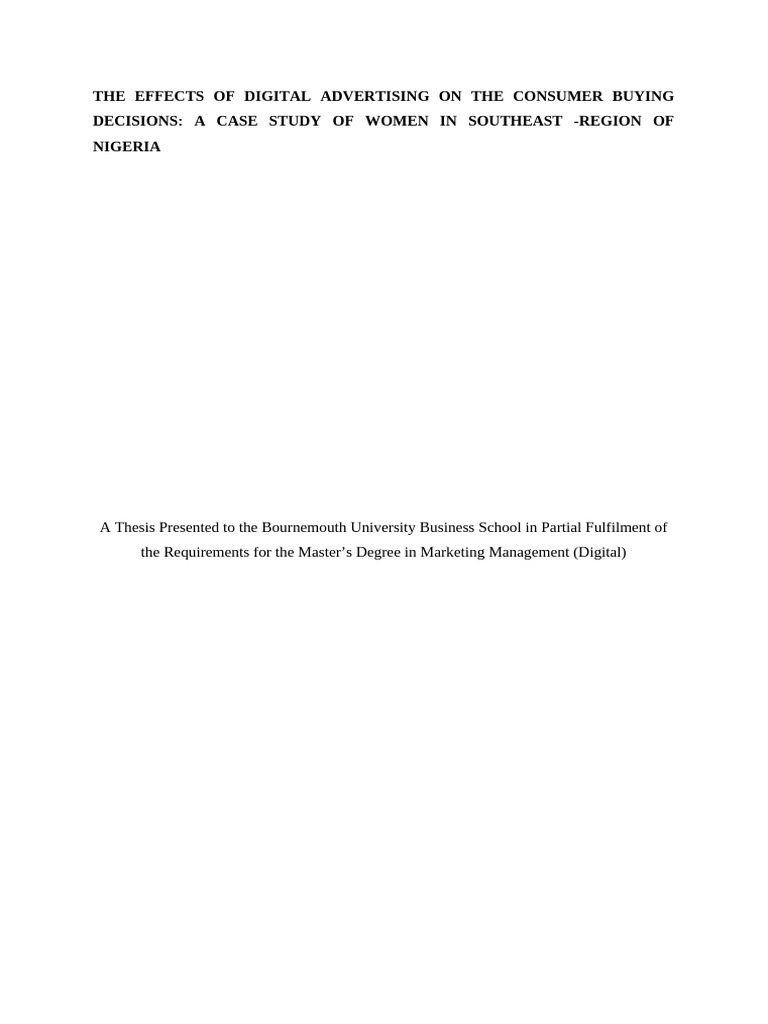 Thesis - The Effects of Digital Advertising on the Consumer Buying Decisions-1 | PDF ...