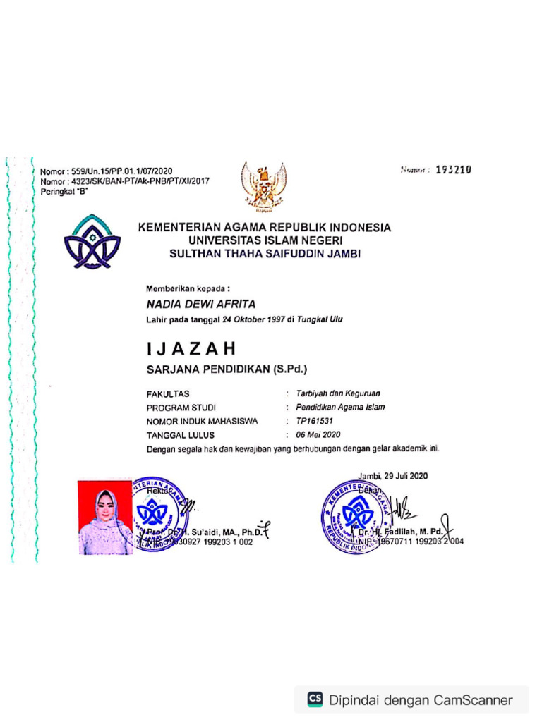 Ijazah S1. | PDF