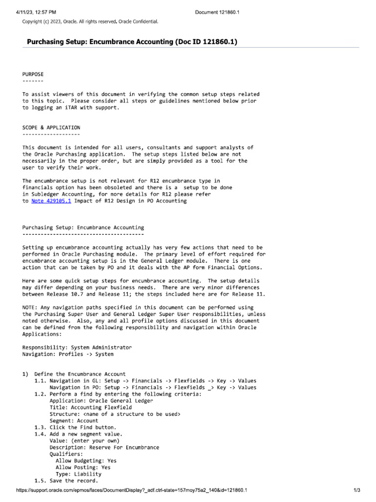 Purchasing Setup-Encumbrance Accounting | PDF