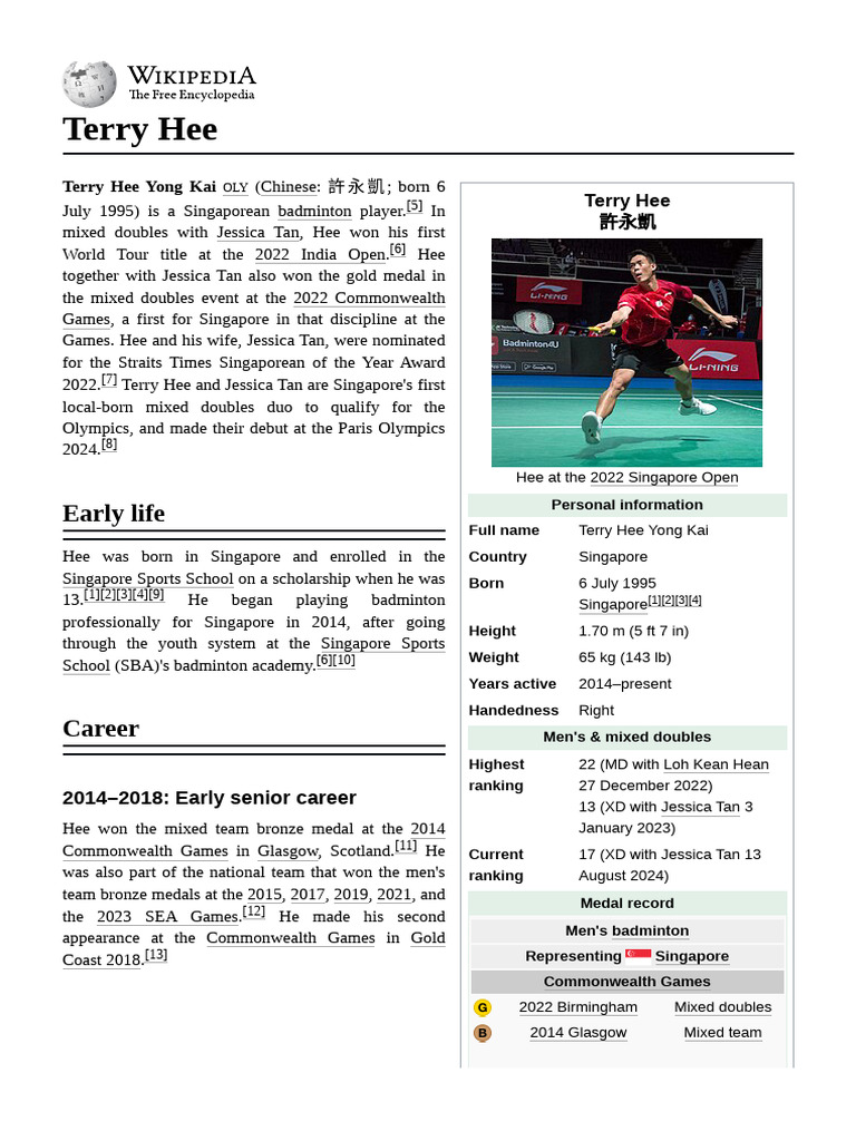 Terry Hee | PDF | Sports Competitions