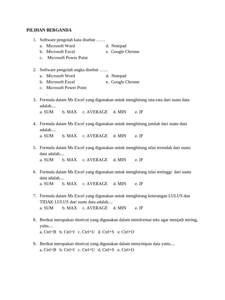 Soal Mid Tik Kelas 11 | PDF