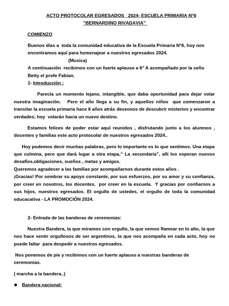 2024 GLOSAS DEL ACTO Protocolar - Docx Versión 1 | PDF