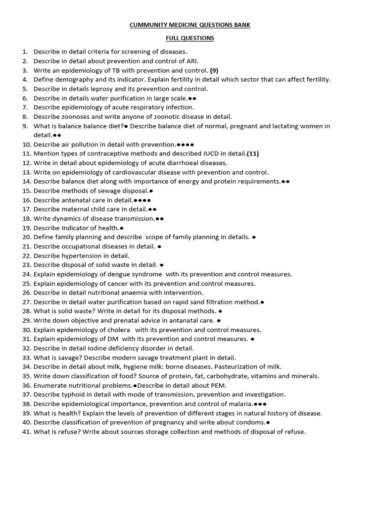 Cummunity Medicine Questions Bank | PDF | Infant Mortality | Epidemiology