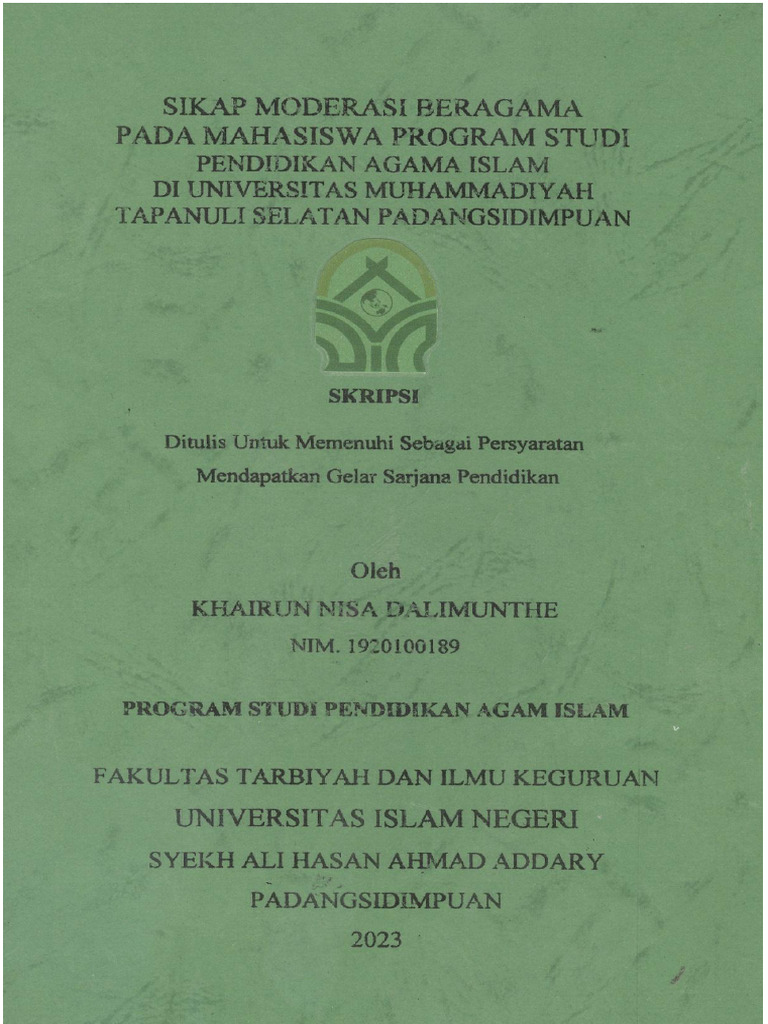 Moderasi Beragama Mahasiswa PAI | PDF