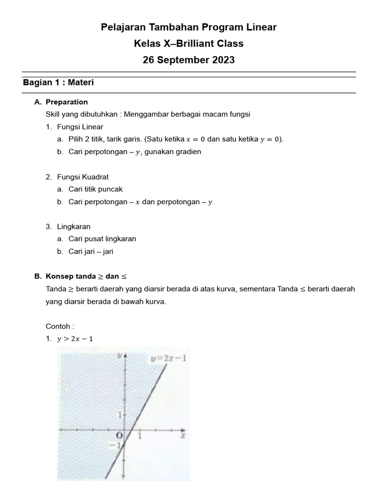 Pelajaran Tambahan Program Linear | PDF