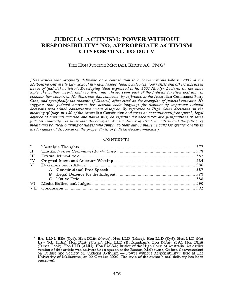 Judicial Activism: Duty and Creativity | PDF | Jury Trial | Constitution