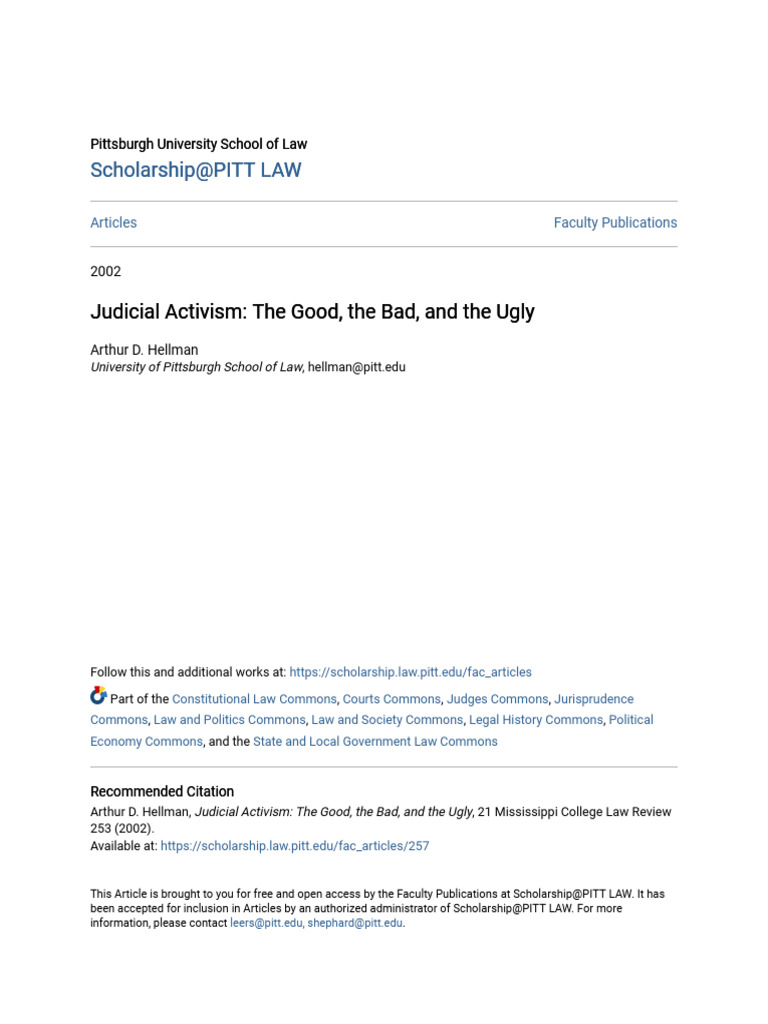 Judicial Activism_ the Good the Bad and the Ugly | PDF | Precedent | Supreme Court Of The United ...