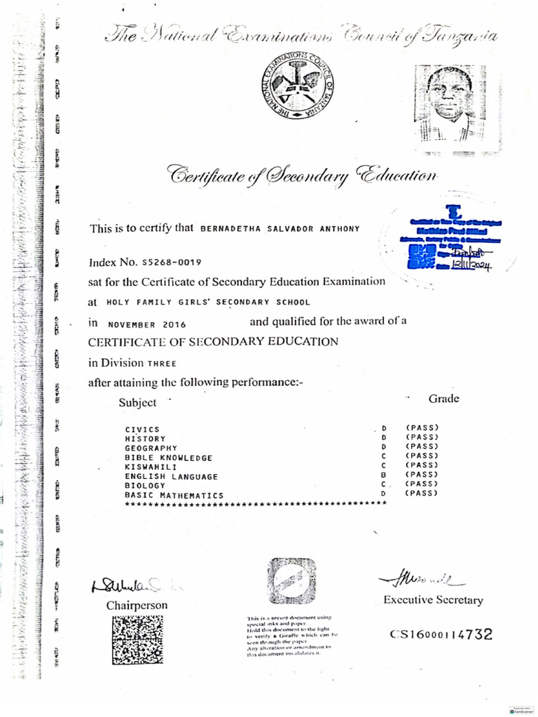 Berna o Level Certificate | PDF