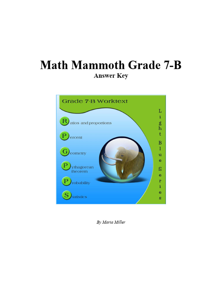 MathMammoth Grade7-B Answer Key | PDF | Area | Circle