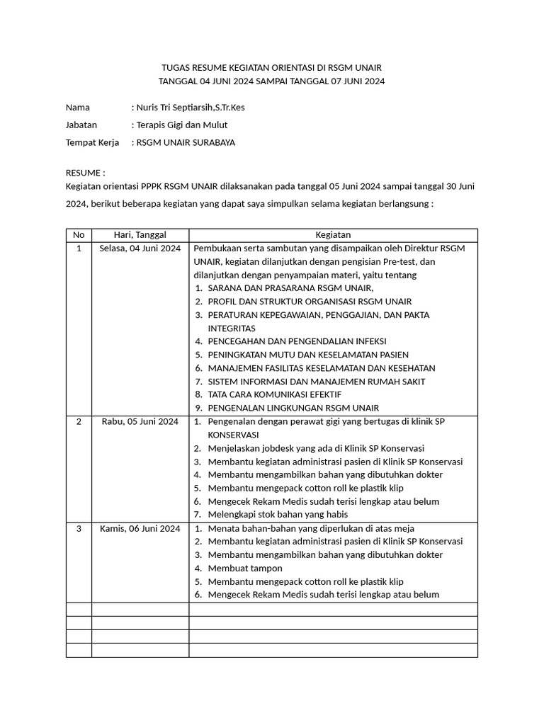 Tugas Resume Kegiatan Orientasi | PDF