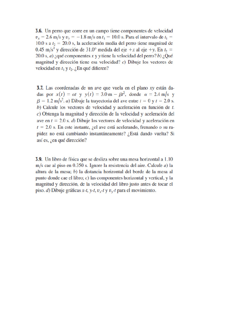 Ejercicio Dos Dimensiones (Cinematica) | PDF
