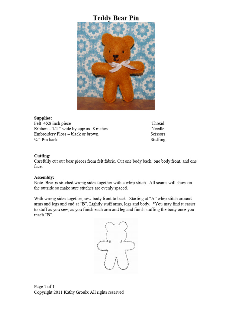 Teddy Bear Pin | PDF