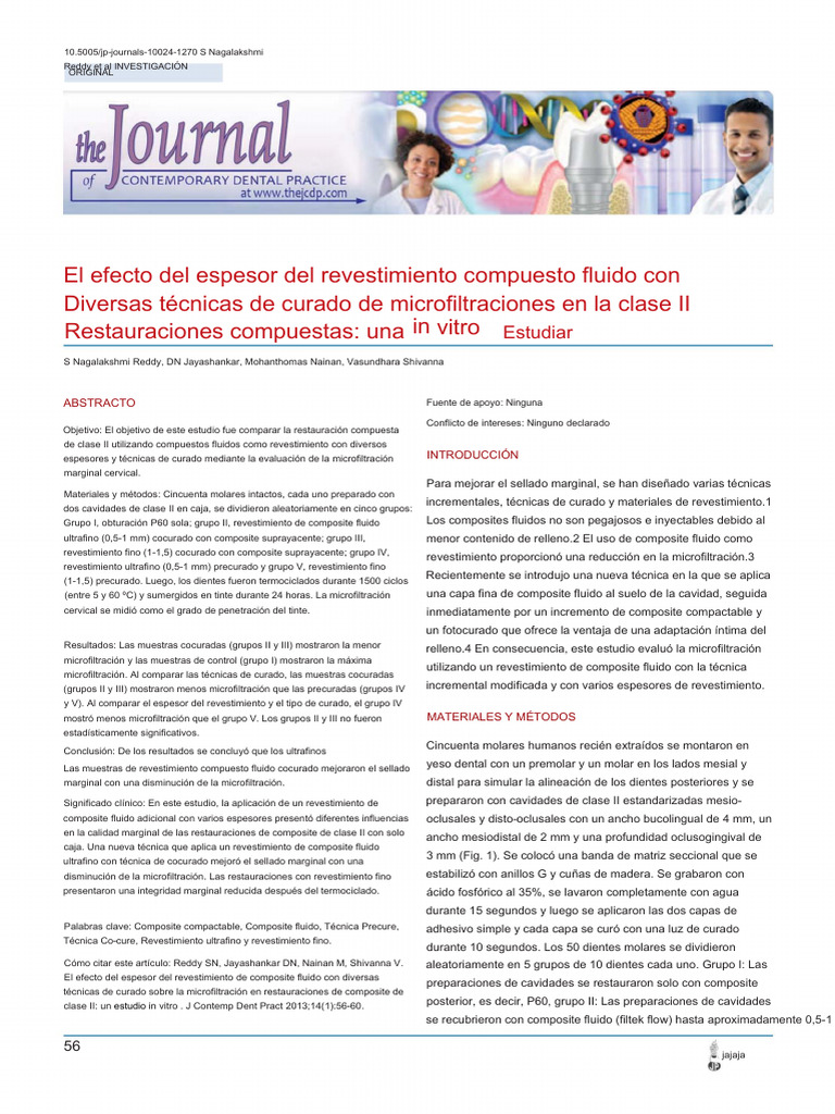 The Effect of Flowable Composite Lining Thickness With Various Curing Techniques On Microleakage ...