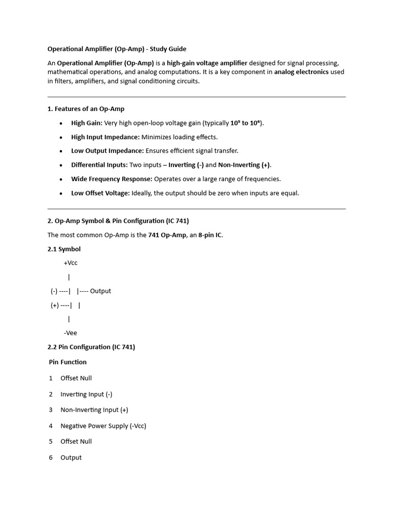 Operational Amplifier | PDF | Operational Amplifier | Amplifier