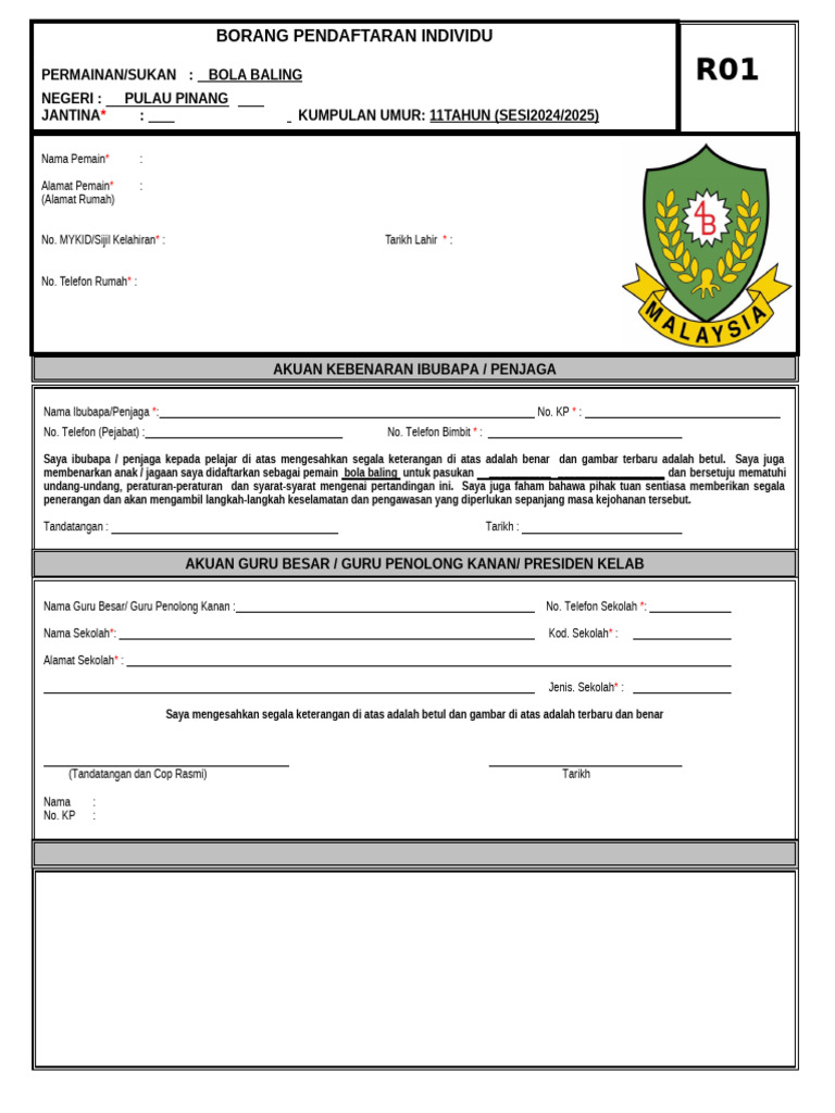Borang Pendaftaran Individu | PDF