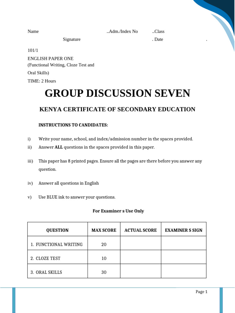 Group Discussion 7-English-P1 | PDF