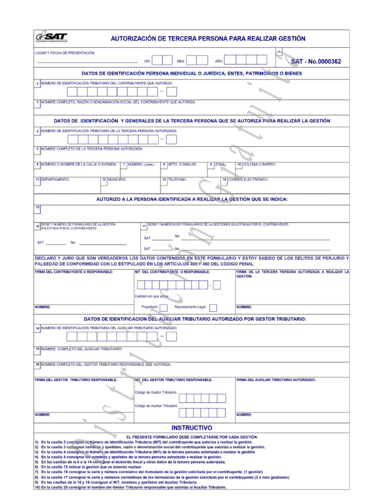 Formulario Sat 362 | PDF